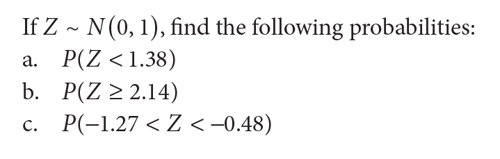 Solved If Z N(0, 1), find the following probabilities: a. | Chegg.com