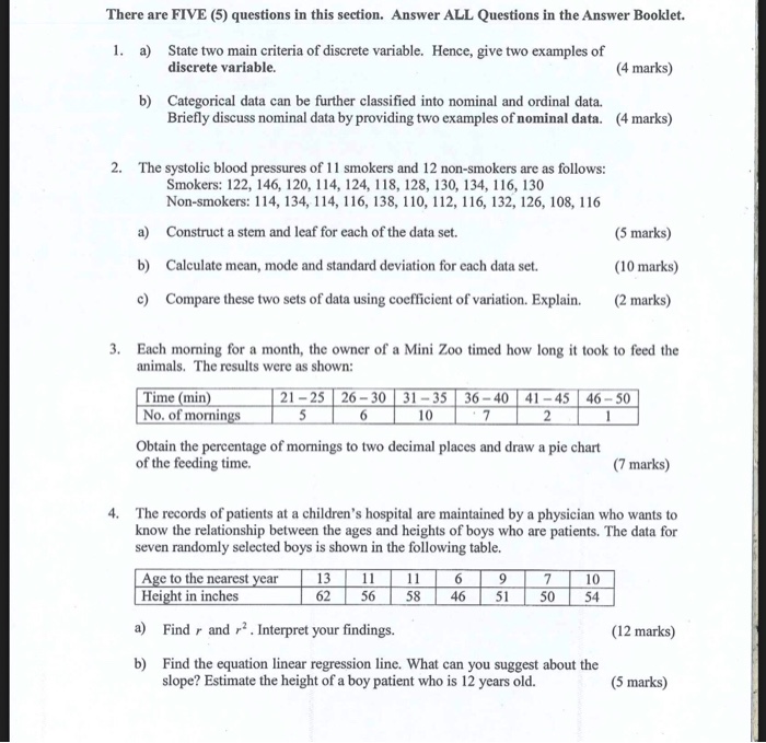 Solved There are FIVE (5) questions in this section. Answer | Chegg.com