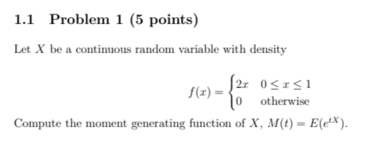 Solved 11 Problem 1 5 Points Let X Be A Continuous Random 9725