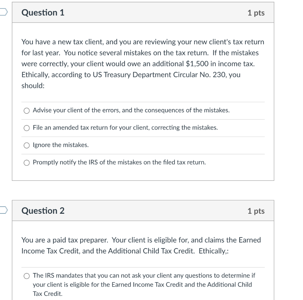 Solved Question 1 1 pts You have a new tax client, and you | Chegg.com