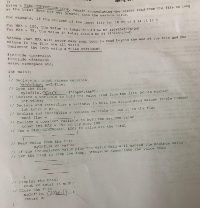 Solved 7) Spri L Using a FLAG-CONTROLLED LOOP, remain | Chegg.com