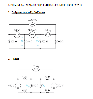 Solved MESH & NODAL ANALYSIS (SUPERNODE / SUPERMESH OR | Chegg.com