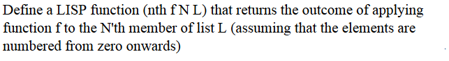 Define A Lisp Function Nth Fnl That Returns The