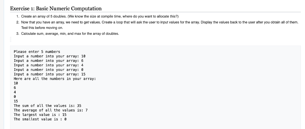 Solved Exercise 1: Basic Numeric Computation 1. Create an | Chegg.com