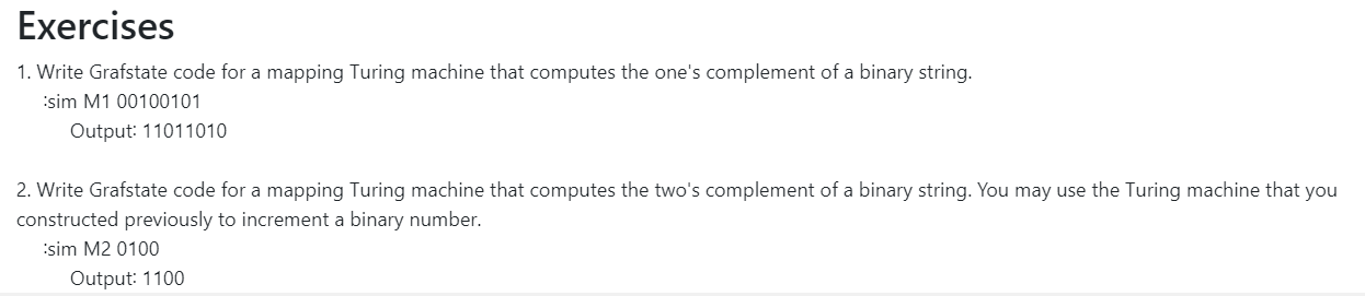 Solved Exercises 1. Write Grafstate code for a mapping | Chegg.com