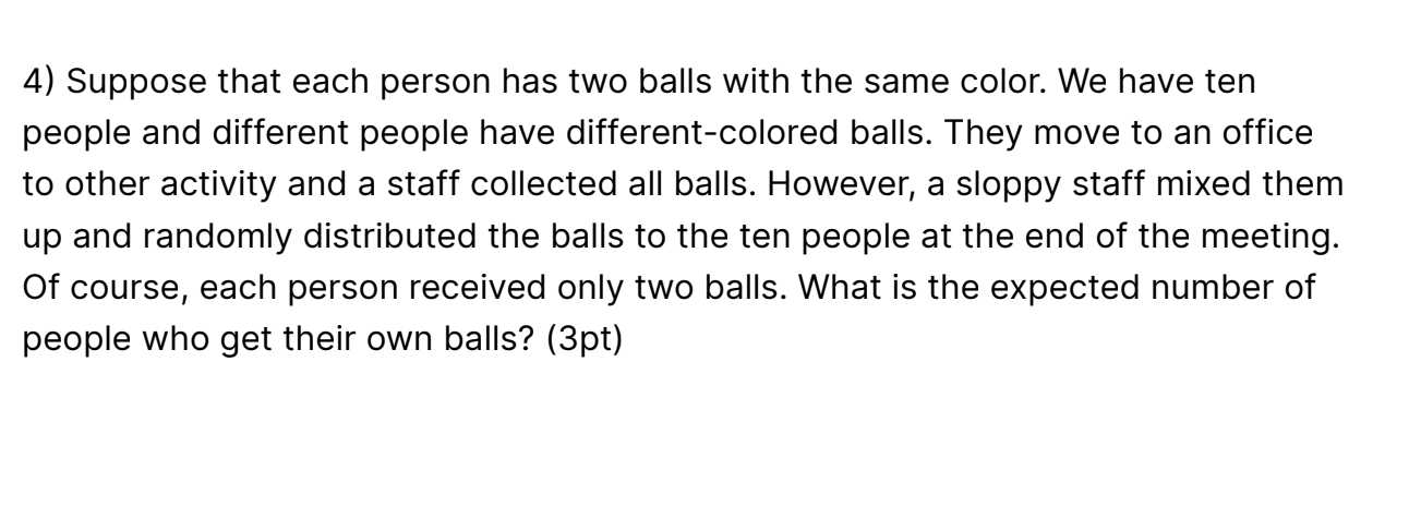 4) Suppose that each person has two balls with the | Chegg.com