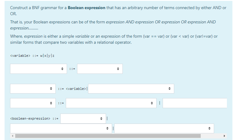 Solved Construct a BNF grammar for a Boolean expression that | Chegg.com