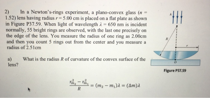 Solved 2) In a Newton's-rings experiment, a plano-convex | Chegg.com