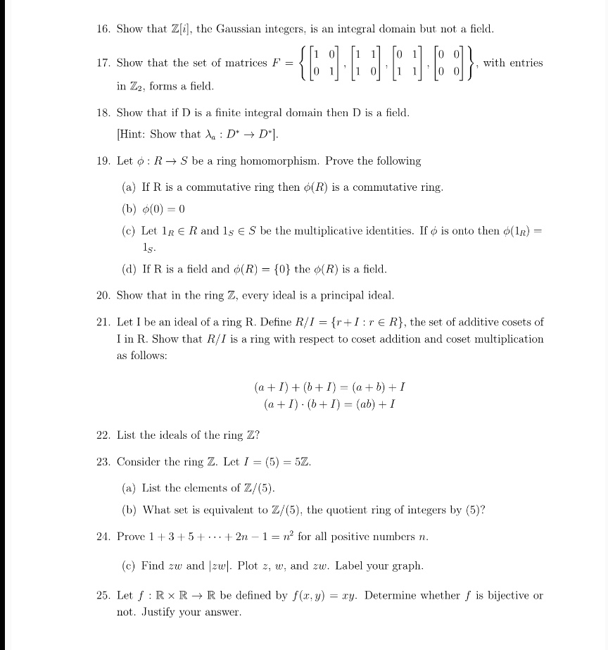 Solved 16. Show that Z[i], the Gaussian integers, is an | Chegg.com