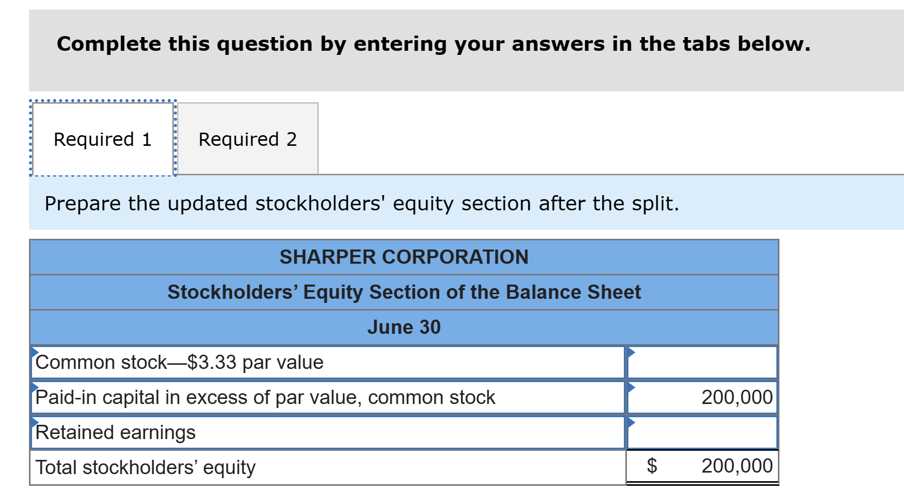 Solved On June 30, Sharper Corporation's stockholders' | Chegg.com