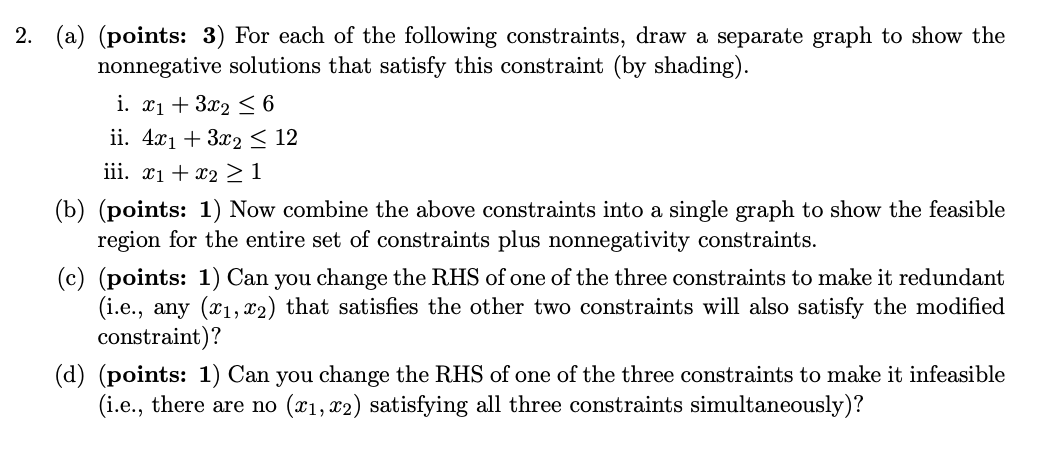 Solved 2. (a) (points: 3) For each of the following | Chegg.com