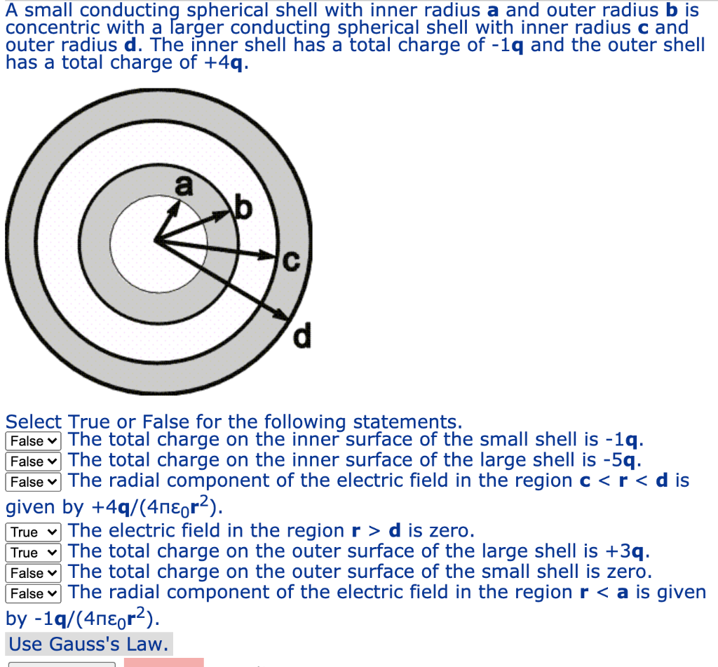 Solved A small conducting spherical shell with inner radius | Chegg.com