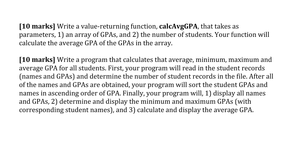 Solved [10 marks) Write a value-returning function, | Chegg.com