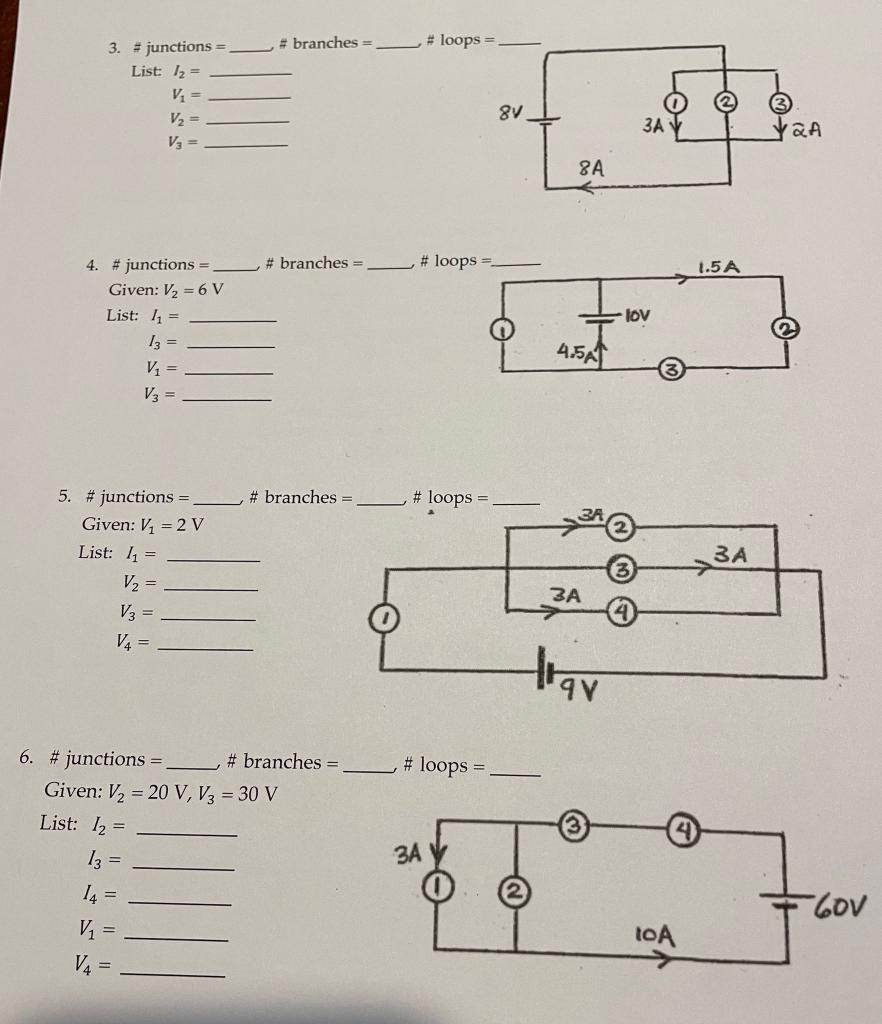 Solved #branches = _ # loops 3. = junctions = List: 12 = V = | Chegg.com