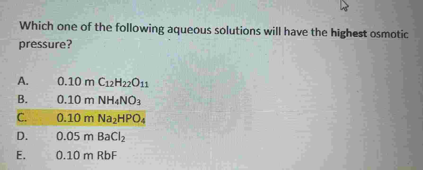 Solved Which one of ﻿the following aqueous solutions will | Chegg.com