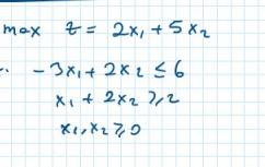 Solved max,z=2x1+5x2-3x1+2x2≤6x1+2x2≥2x1,x2≥0 ﻿solve this | Chegg.com