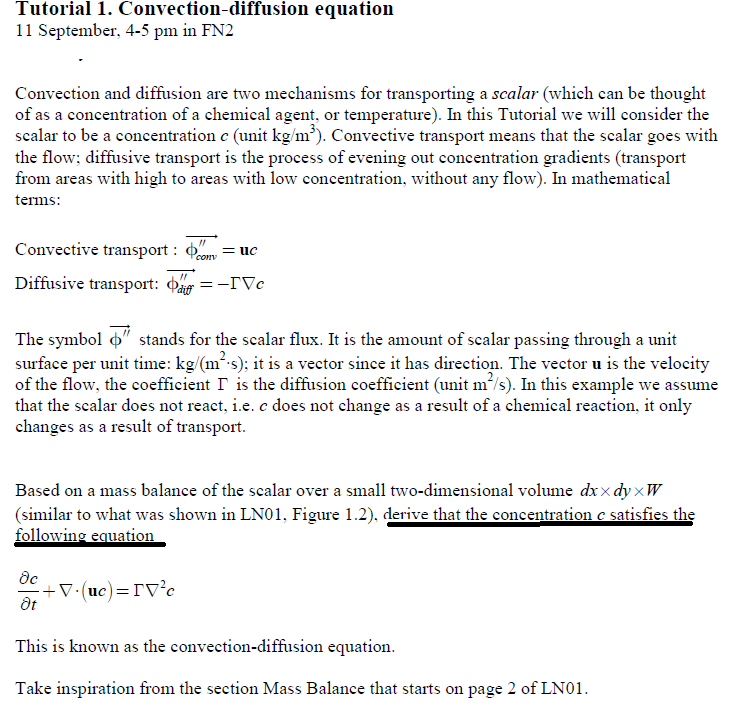 Tutorial 1. Convection-diffusion equation 11 | Chegg.com