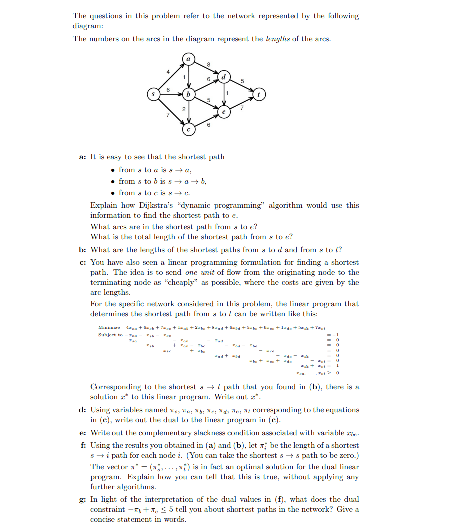The questions in this problem refer to the network | Chegg.com