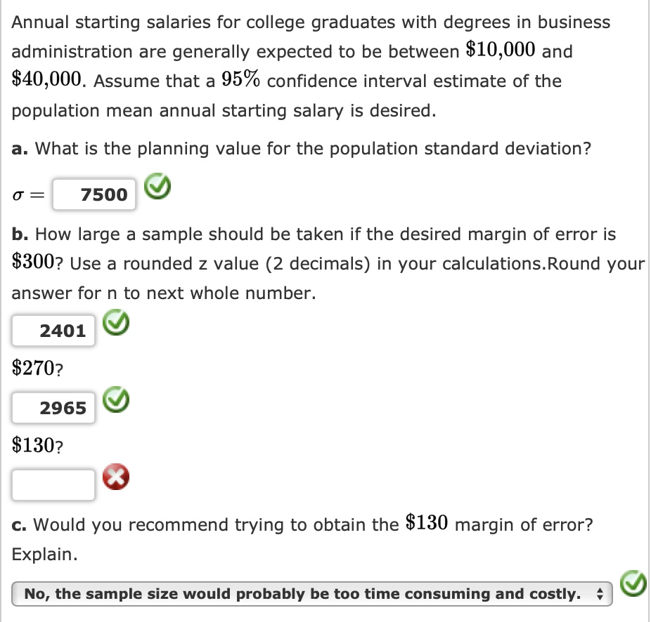 Solved Annual starting salaries for college graduates with | Chegg.com