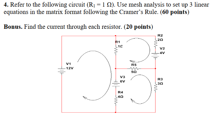 Solved 4. Refer to the following circuit (R1=1Ω). Use mesh | Chegg.com