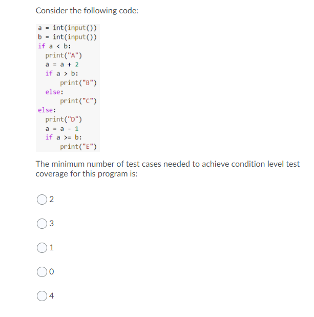 Solved Consider The Following Code A Intinput B 