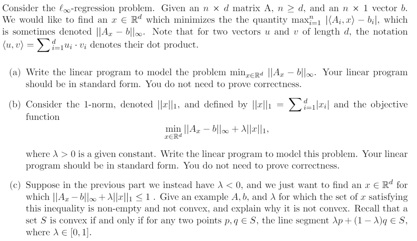 Solved Consider the loo-regression problem. Given an n x d | Chegg.com