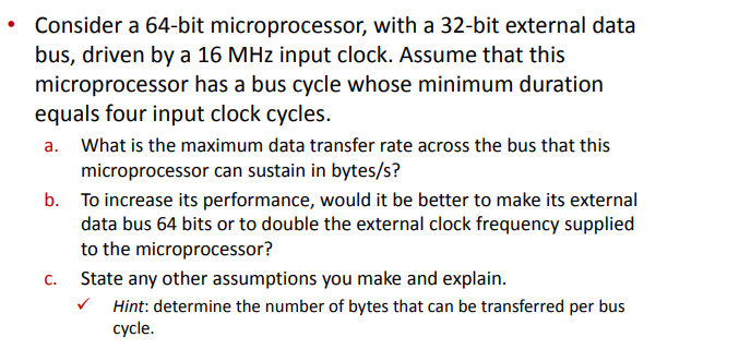 Solved Consider A 64 Bit Microprocessor With A 32 Bit 7234