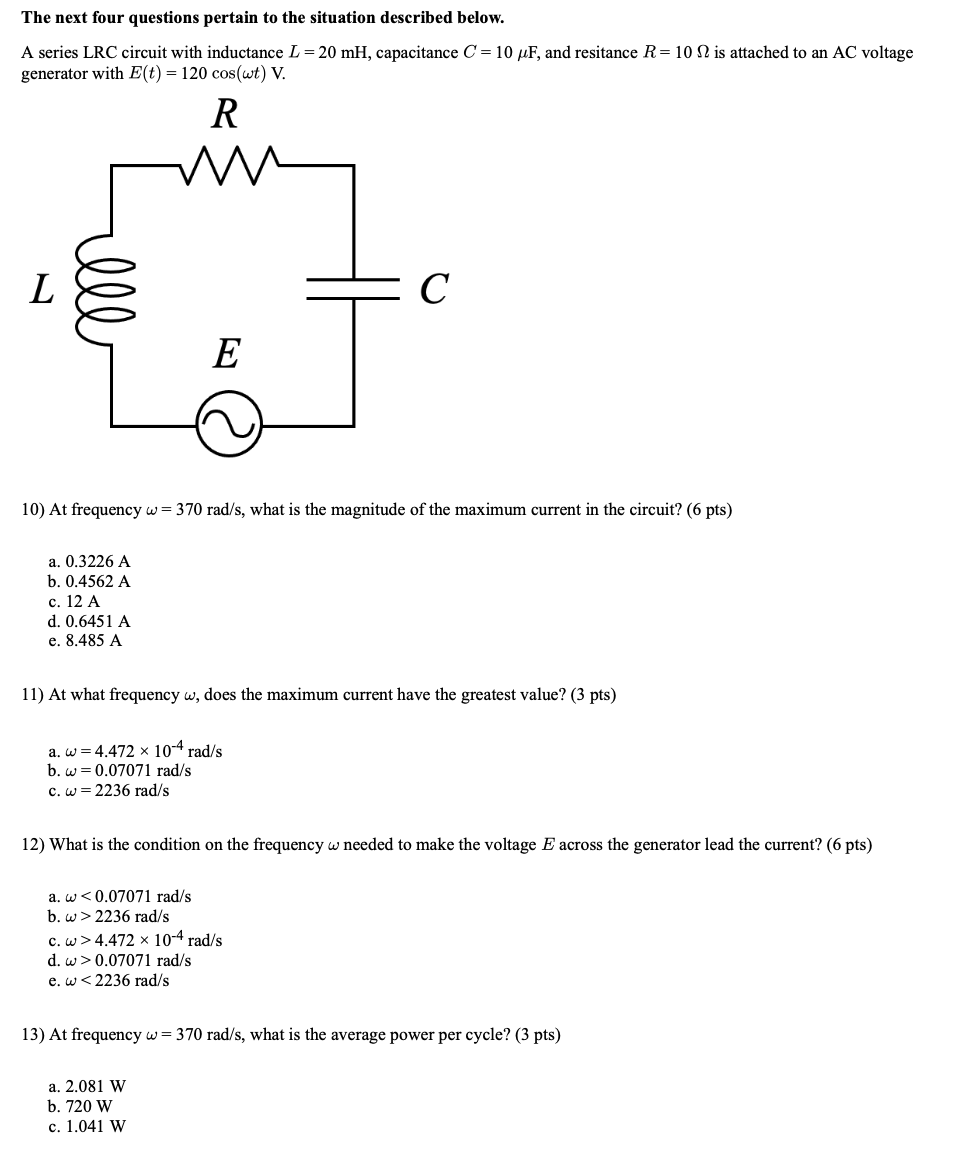 Solved The next four questions pertain to the situation | Chegg.com