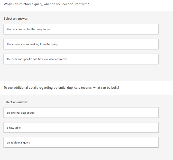 Solved When constructing a query, what do you need to start | Chegg.com