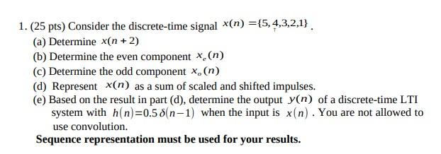Solved 1. (25 pts) Consider the discrete-time signal *(n) | Chegg.com