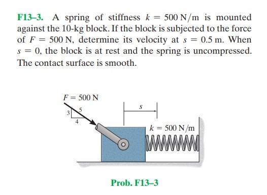 Solved F13-3. A spring of stiffness k=500 N/m is mounted | Chegg.com