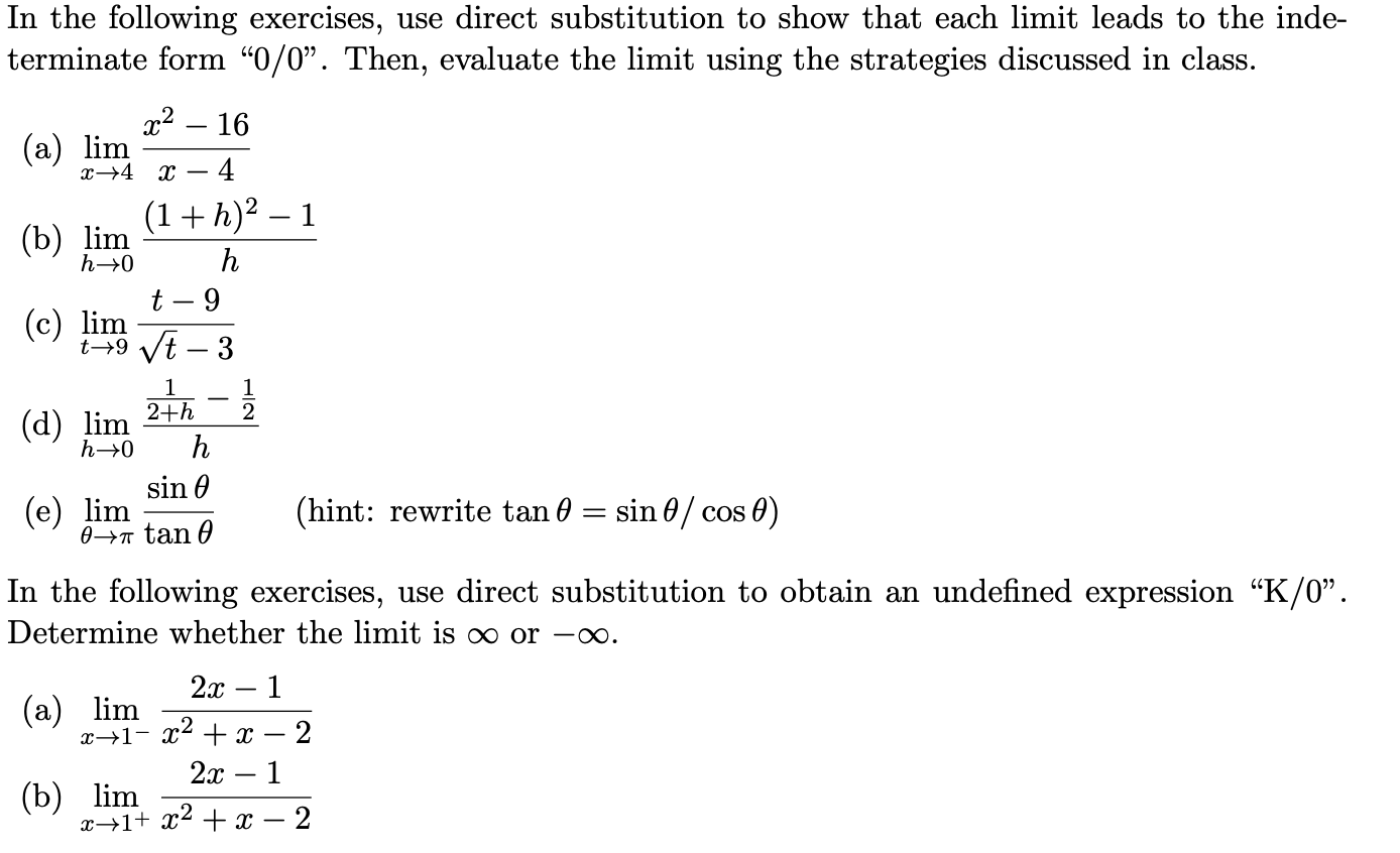 Solved In the following exercises, use direct substitution | Chegg.com