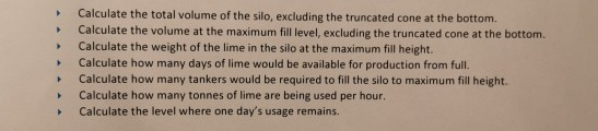 Solved DIA 3000MM FILL PIPE MAXIMUM FILL LEVEL=5600MM SILO | Chegg.com