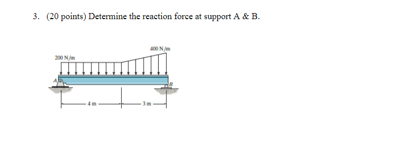 Solved 3. (20 points) Determine the reaction force at | Chegg.com