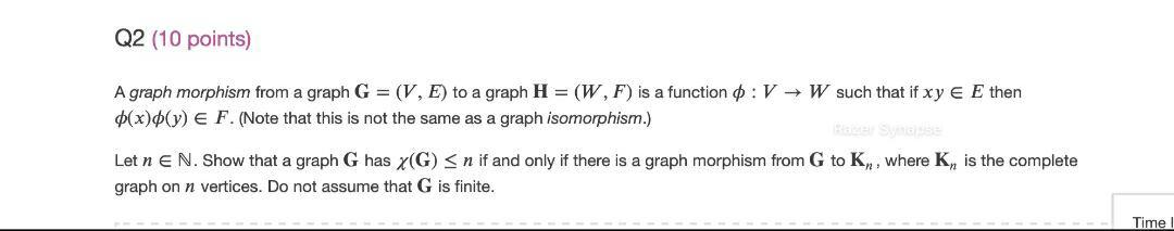 Solved Q2 (10 points) A graph morphism from a graph G = (V, | Chegg.com
