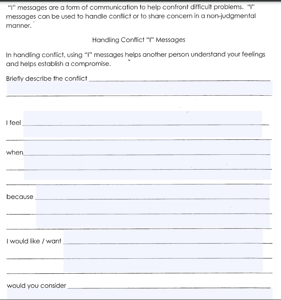 "I" messages are a form of communication to help | Chegg.com