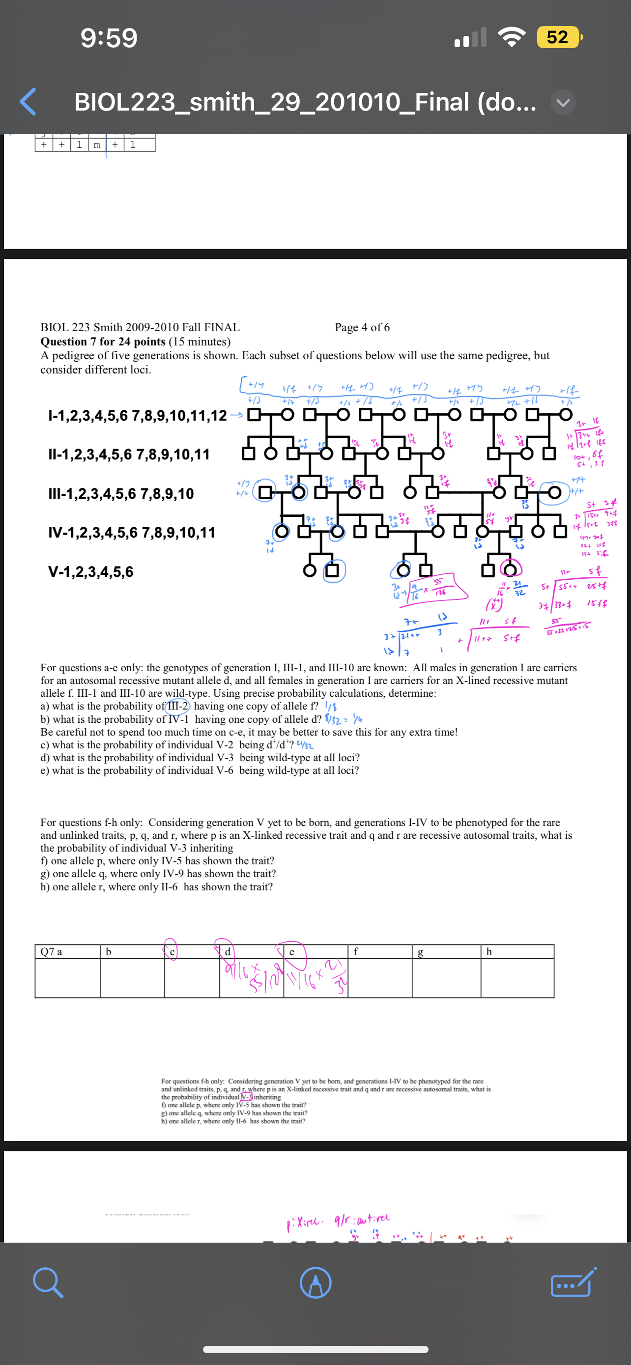 Solved BIOL 223 Smith 2009-2010 Fall FINAL Question 7 for 24 | Chegg.com