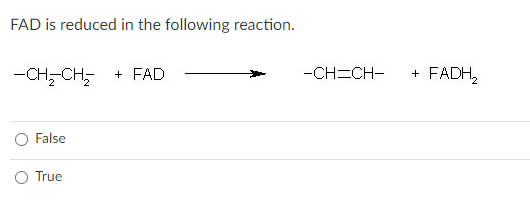Solved FAD is reduced in the following reaction. -CH-CH- + | Chegg.com