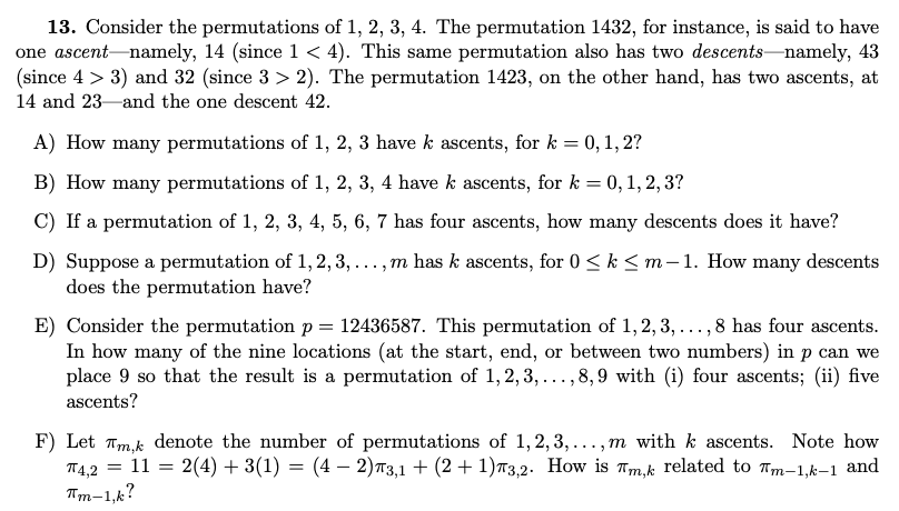 Solved Consider the permutations of 1,2,3,4. ﻿The | Chegg.com