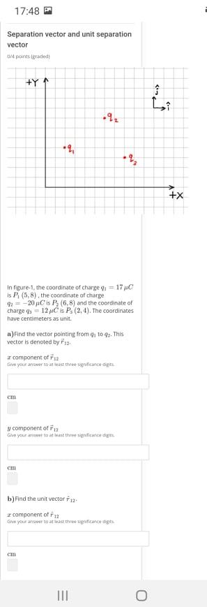 Solved 17:48 P Separation vector and unit separation vector | Chegg.com