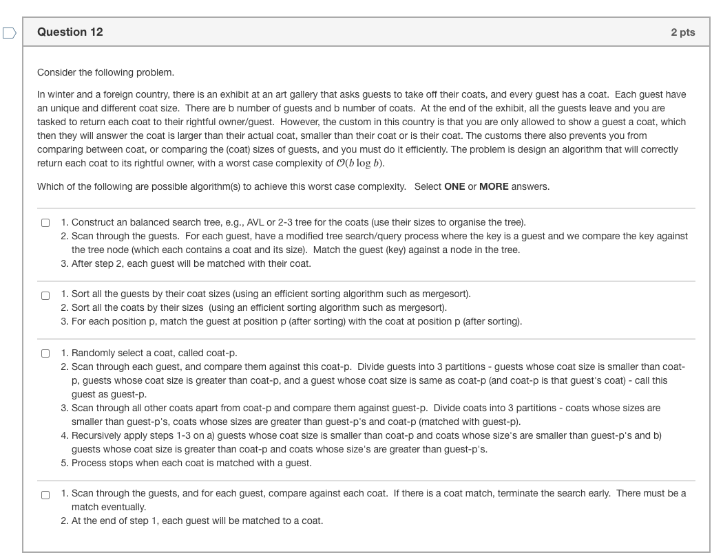 Solved Question 12 2 pts Consider the following problem. In | Chegg.com