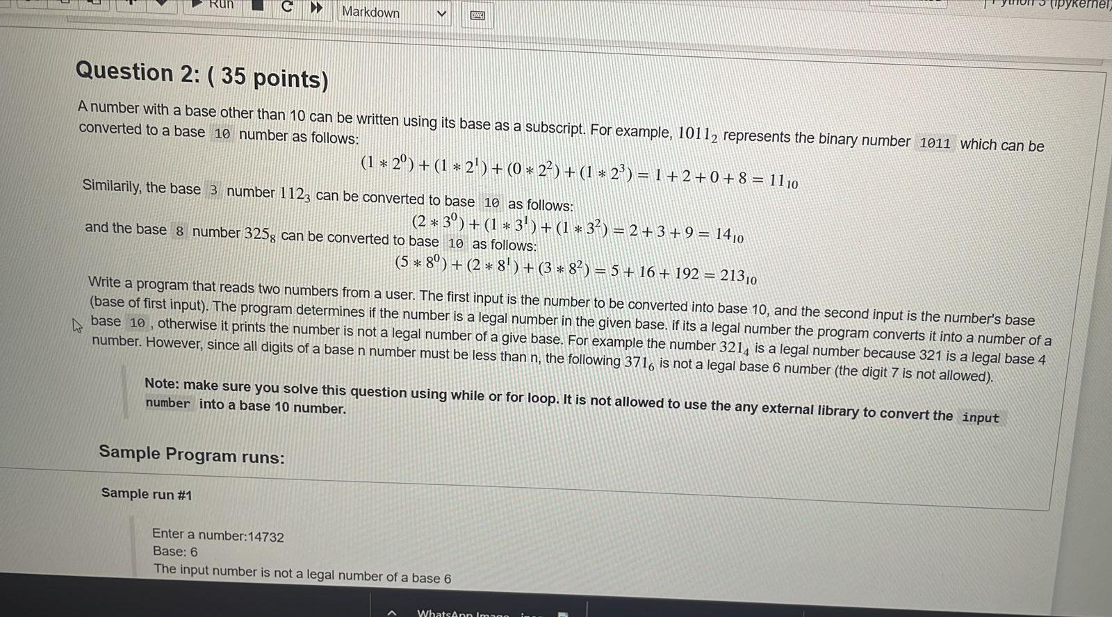 Solved A number with a base other than 10 can be written | Chegg.com
