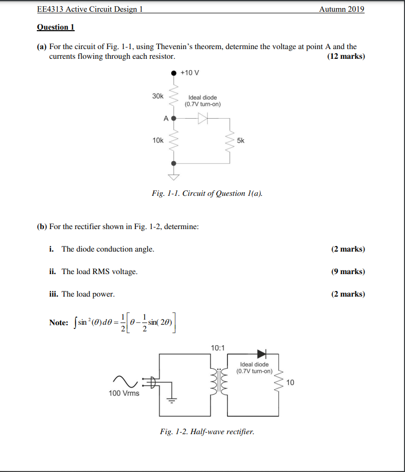 Solved (a) For the circuit of Fig. 1-1, using Thevenin's | Chegg.com