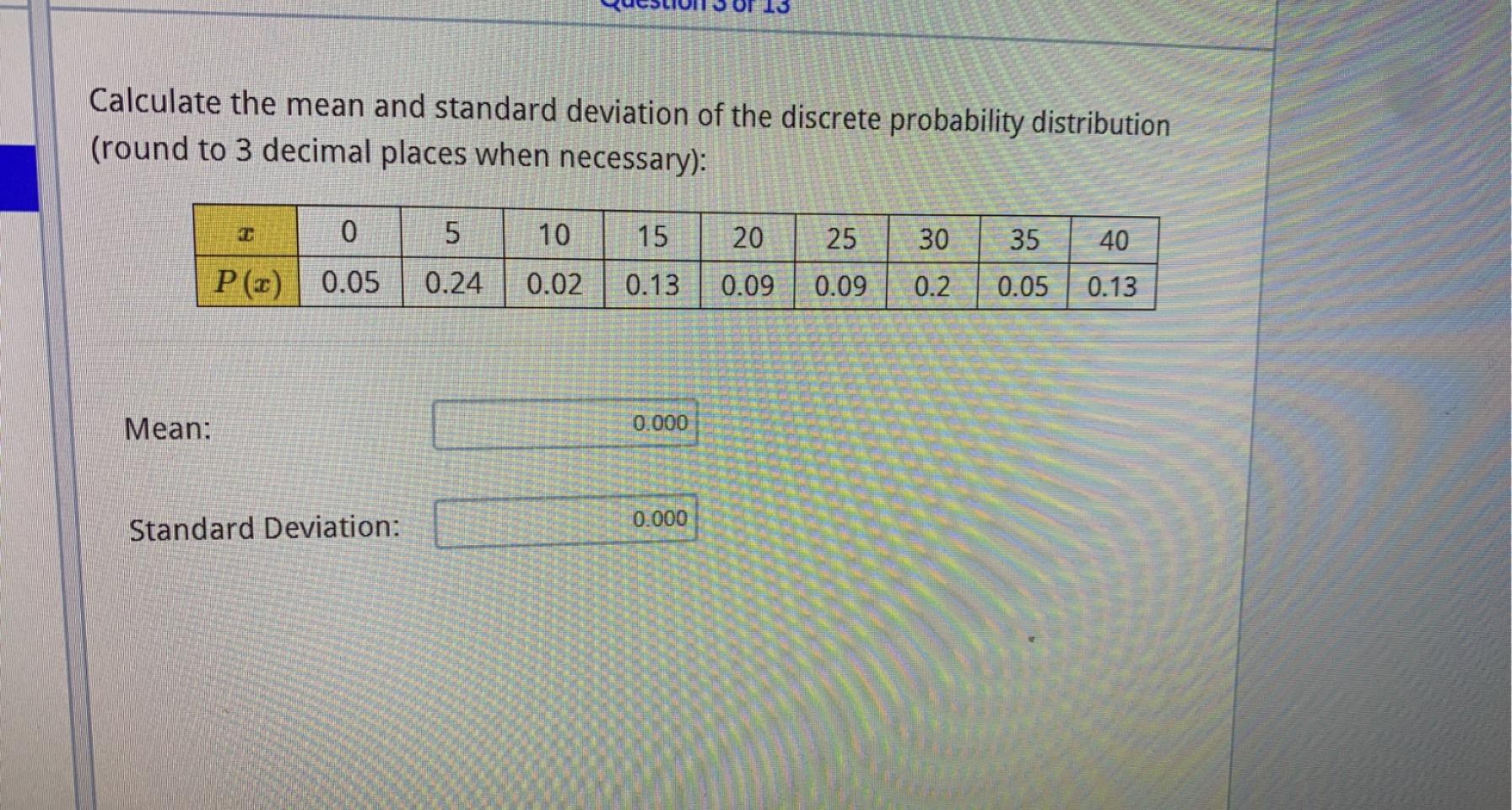 Solved Calculate the mean and standard deviation of the | Chegg.com
