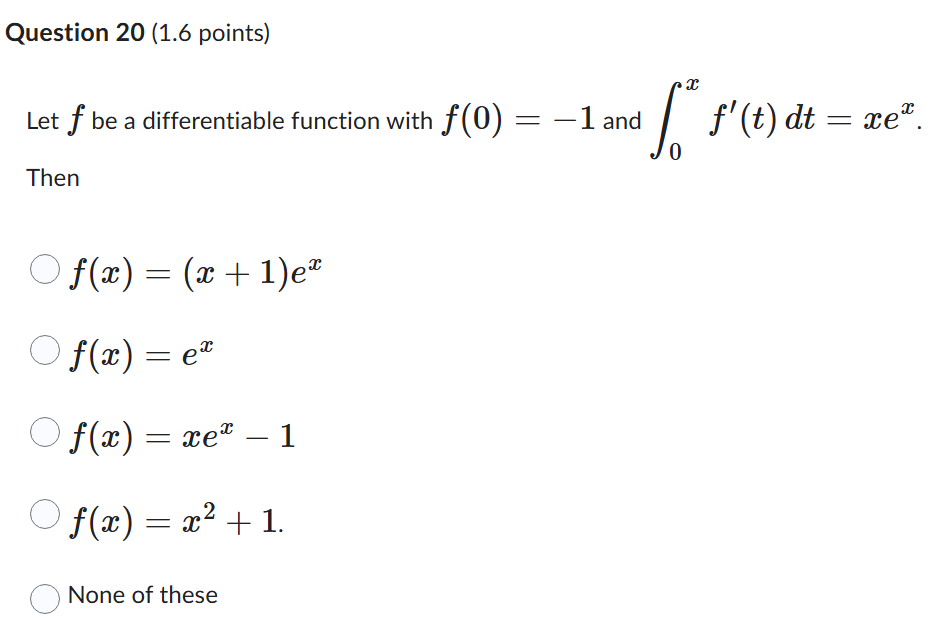 Solved Let f be a differentiable function with f(0)=−1 and | Chegg.com