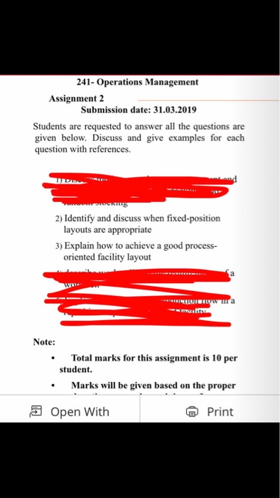 Solved 241-Operations Management Assignment 2 Submission | Chegg.com