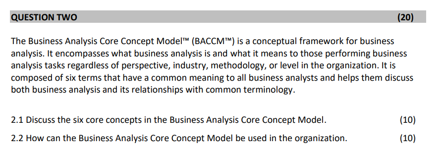 Solved The Business Analysis Core Concept Model TM( BACCM TM | Chegg.com