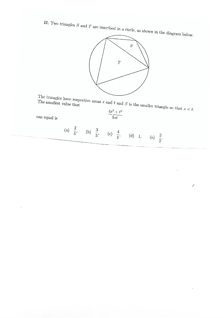 Solved H. Two triangles S and I are inscribed in a circle, | Chegg.com