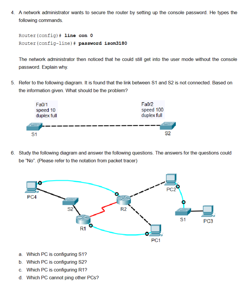 Solved A network administrator wants to secure the router by | Chegg.com