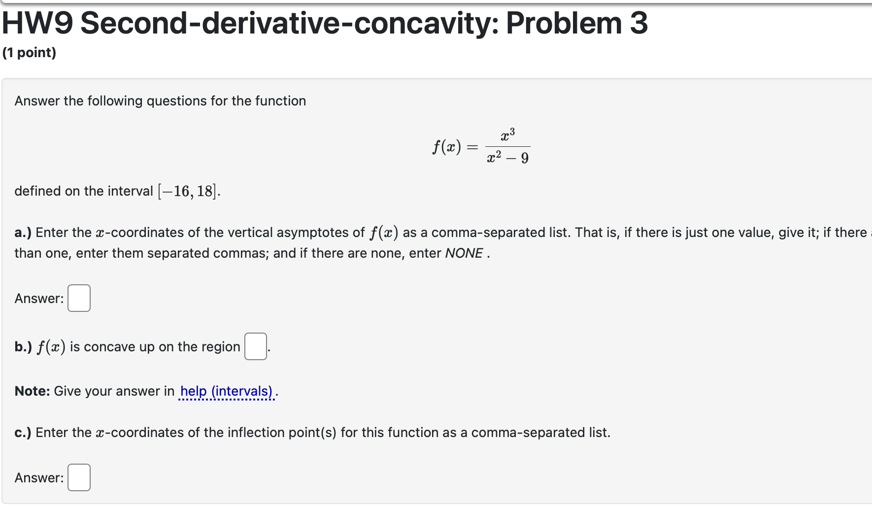 Solved HW9 Second-derivative-concavity: Problem 3 (1 point) | Chegg.com